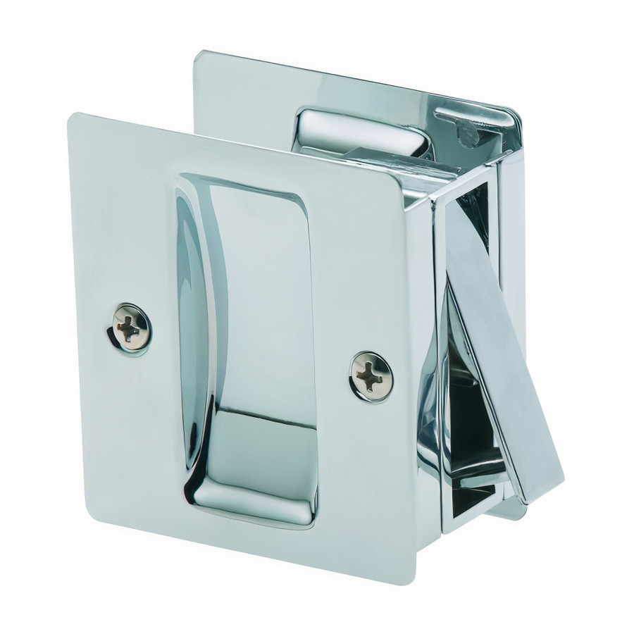 Gainsborough Rectangular Sliding Door Handle | Passage Set | Bright Chrome
