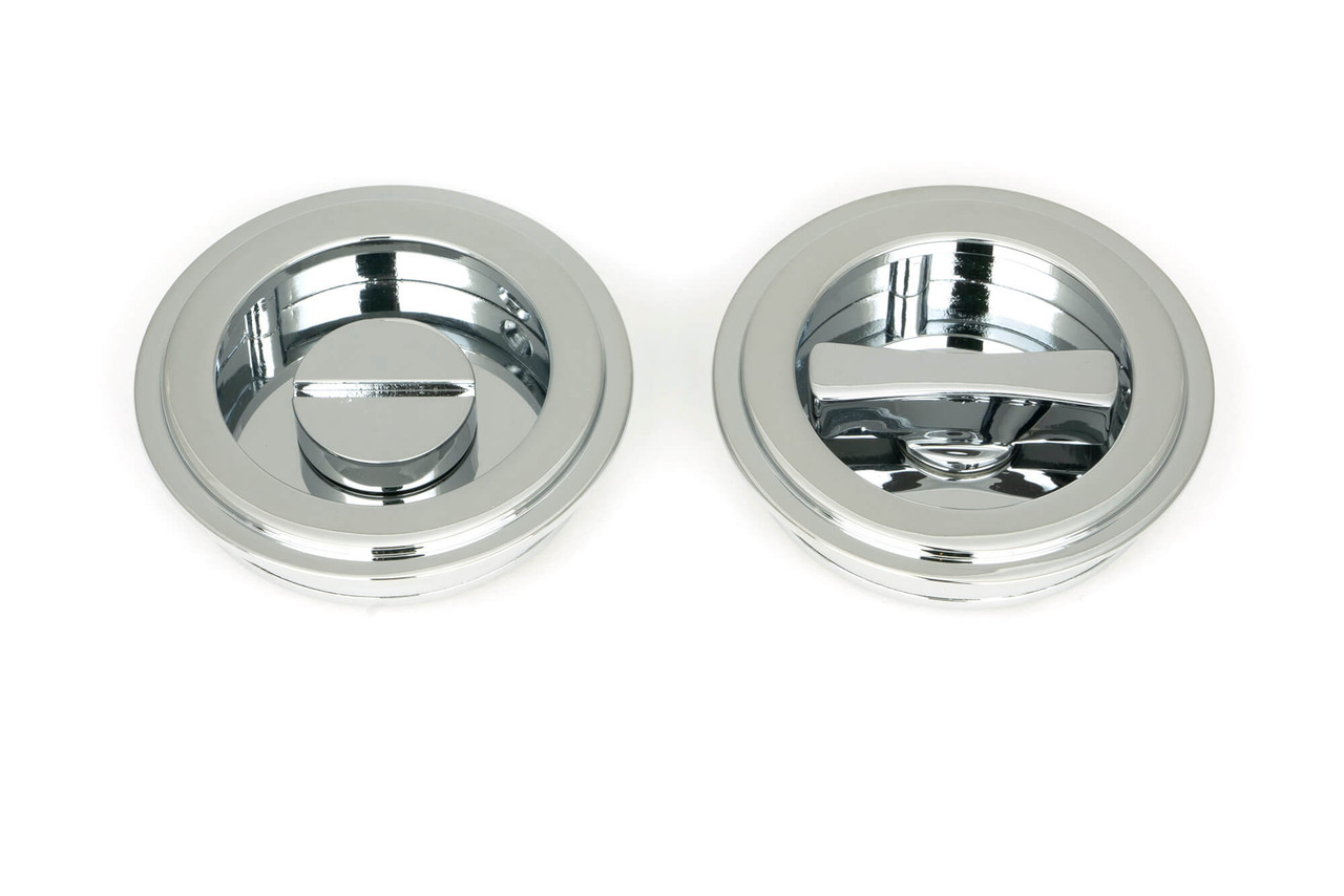 The Anvil Art Deco Round Cavity Handle Privacy Set | Chrome