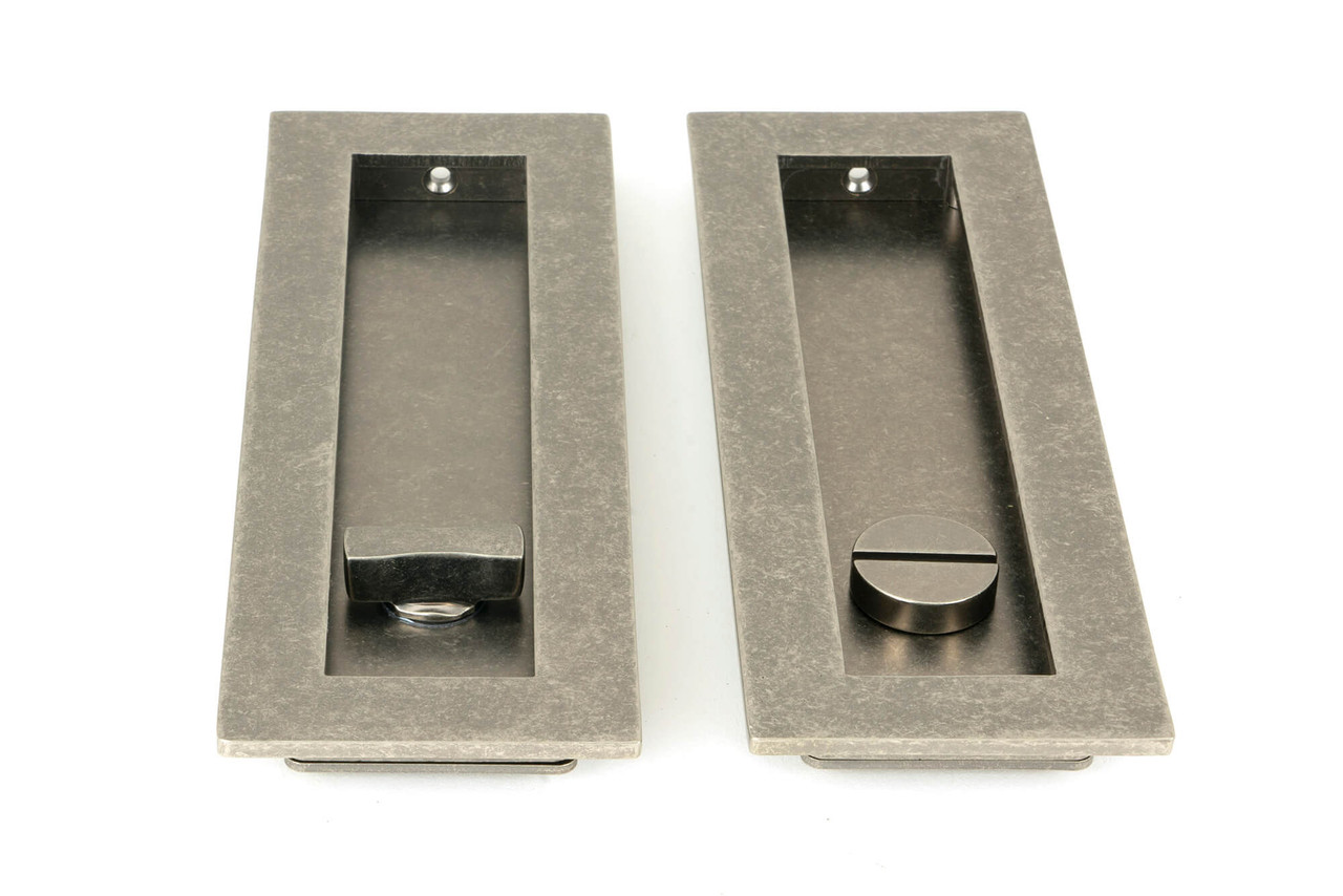 The Anvil Plain Cavity Handle | Privacy Set | Pewter Patina