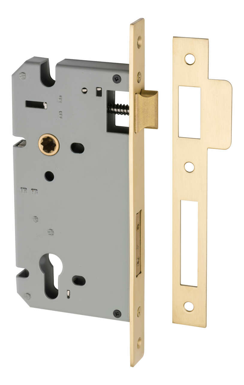 Iver Euro 85 Mortice Lock | 60mm Backset | Brushed Gold
