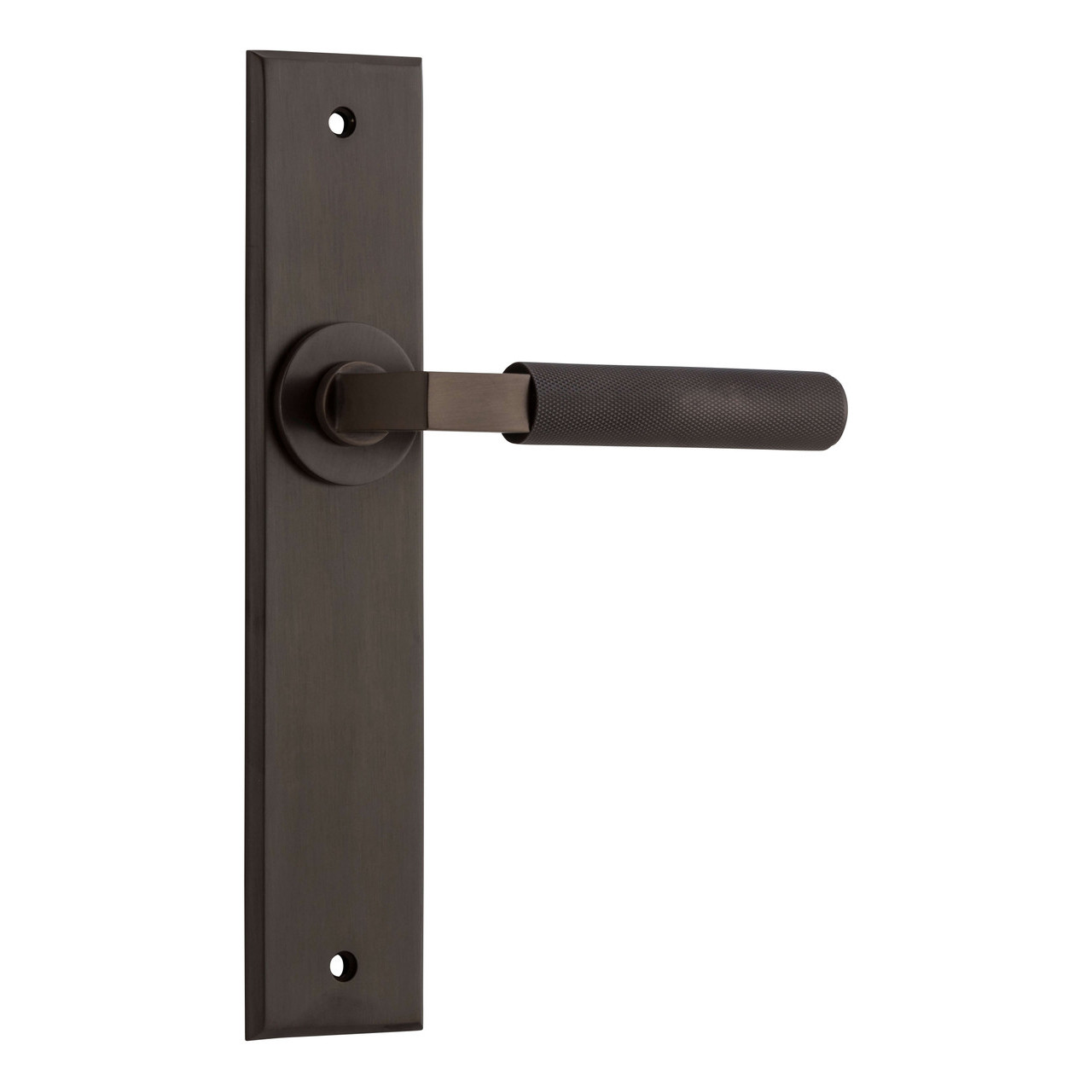 Iver Brunswick Door Handle Chamfered Plate | Signature Brass