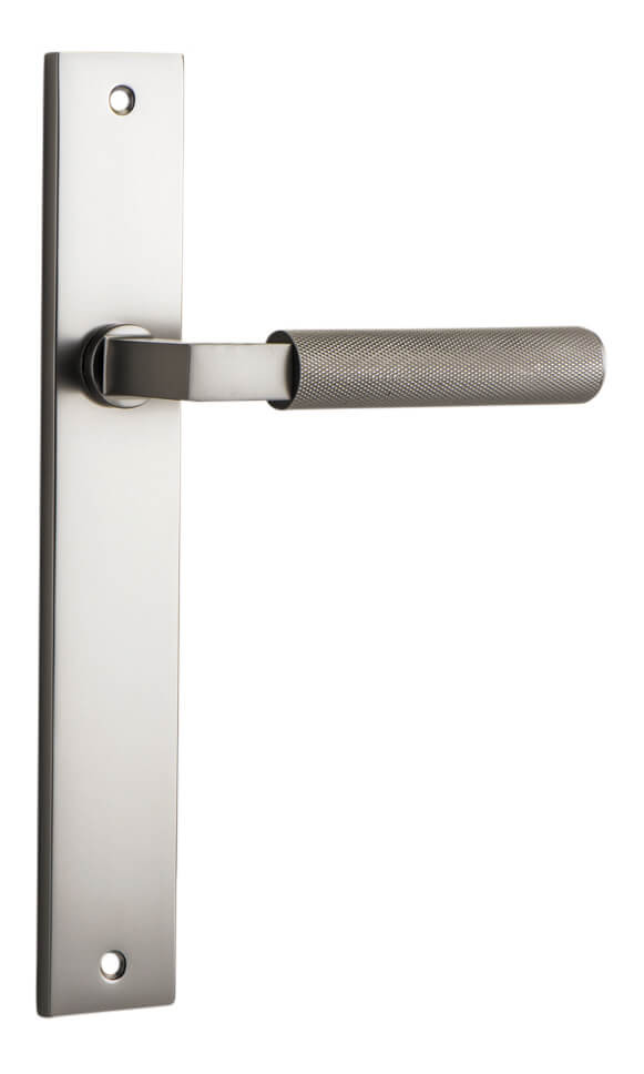 Iver Brunswick Door Handle | Rectangle Plate | Satin Nickel