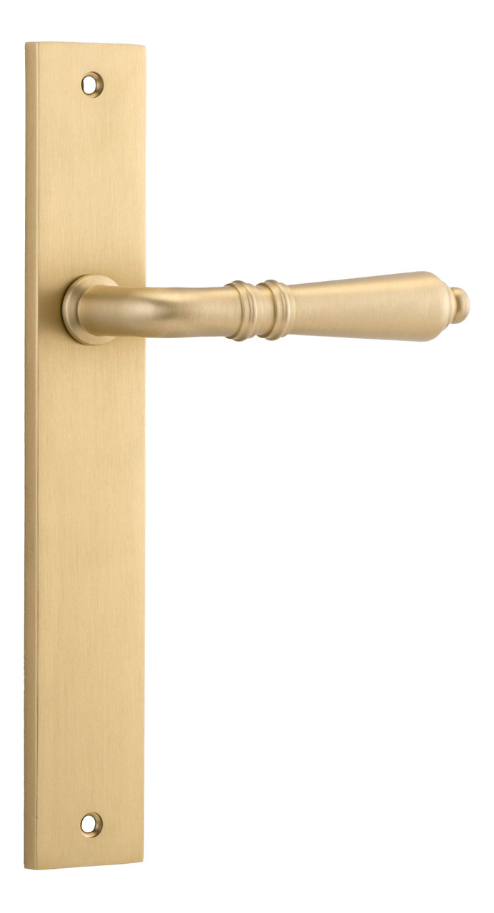 Iver Sarlat Lever Door Handle Rectangle Plate Brushed Brass