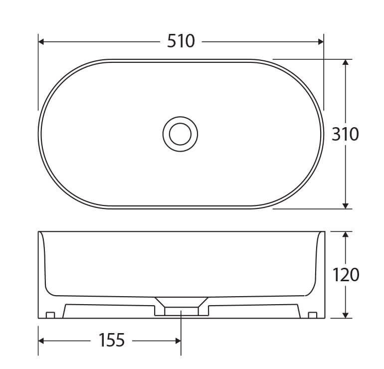Fienza Aluca Pill Above Counter Basin | 510mm | Glossy White