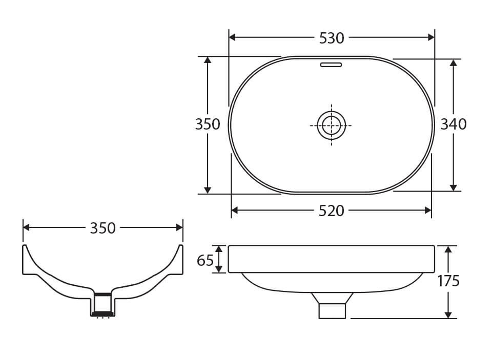 Fienza Aluca Pill Semi Inset Basin | 530mm | Matte White