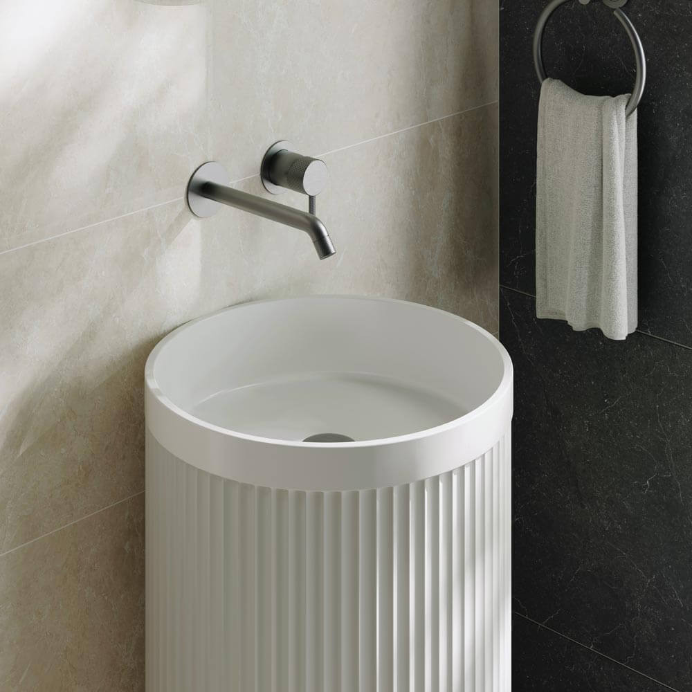 Fienza Minka Fluted Pedestal Basin | 450mm | Matte White