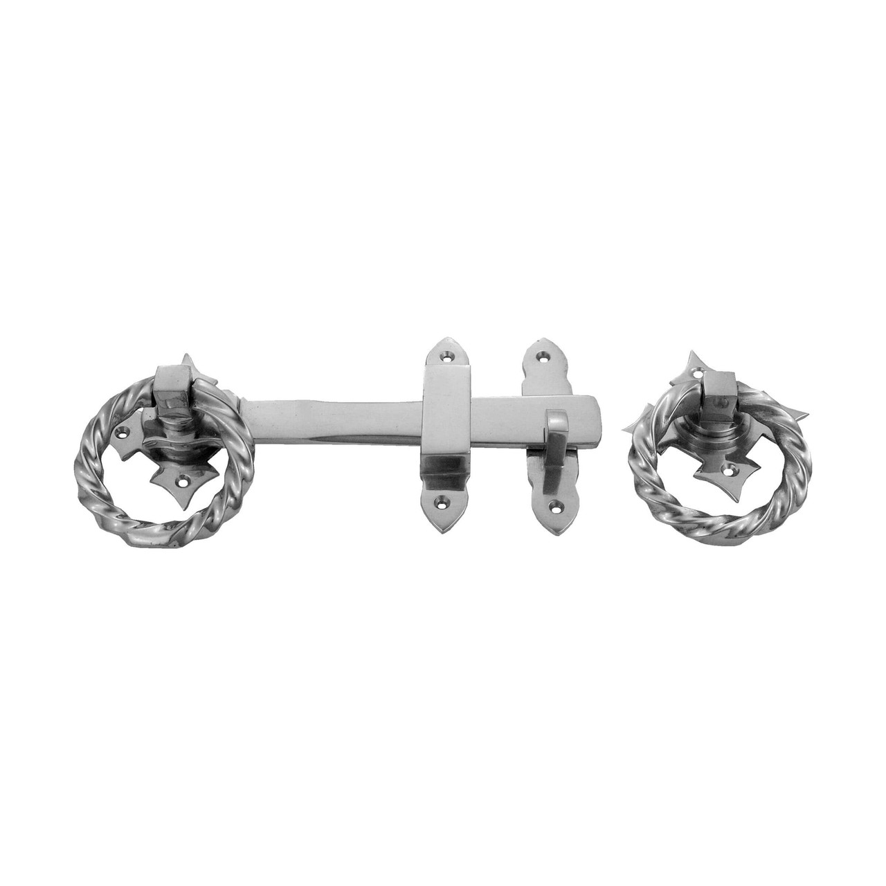 Domino Gothic Rope Gate Latch with Ring Pull | Chrome