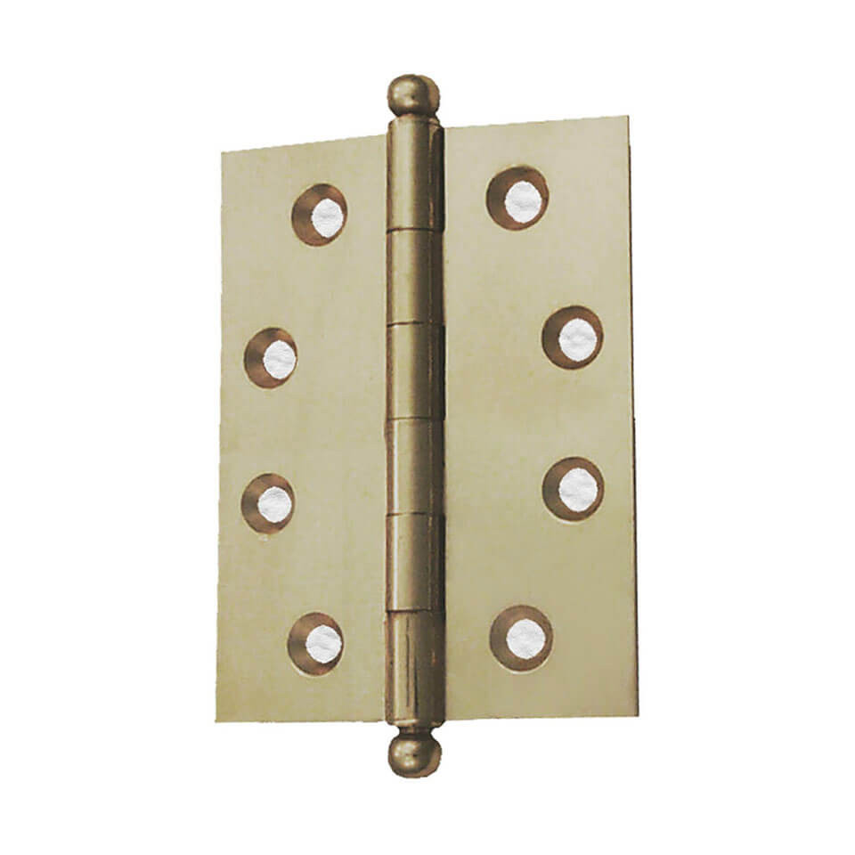Domino Heavy Duty Fixed Pin Hinge | Finial | Polished Brass