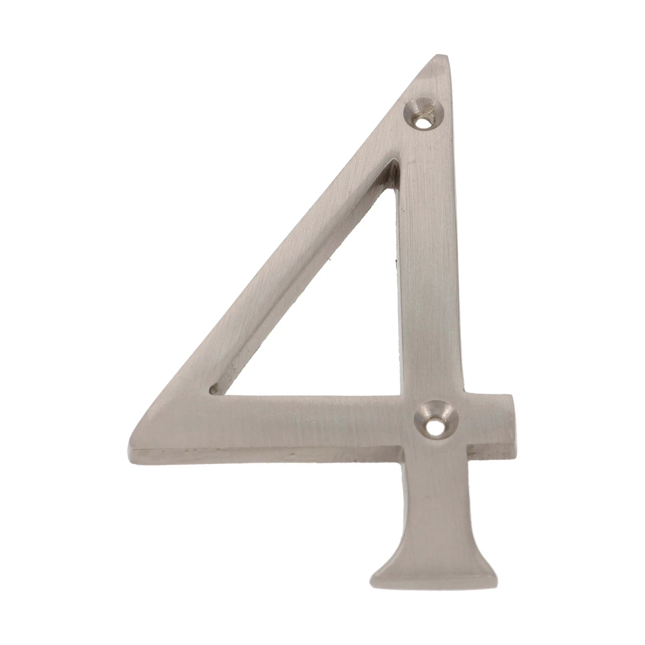 Domino Retro '4' House Number | Satin Nickel