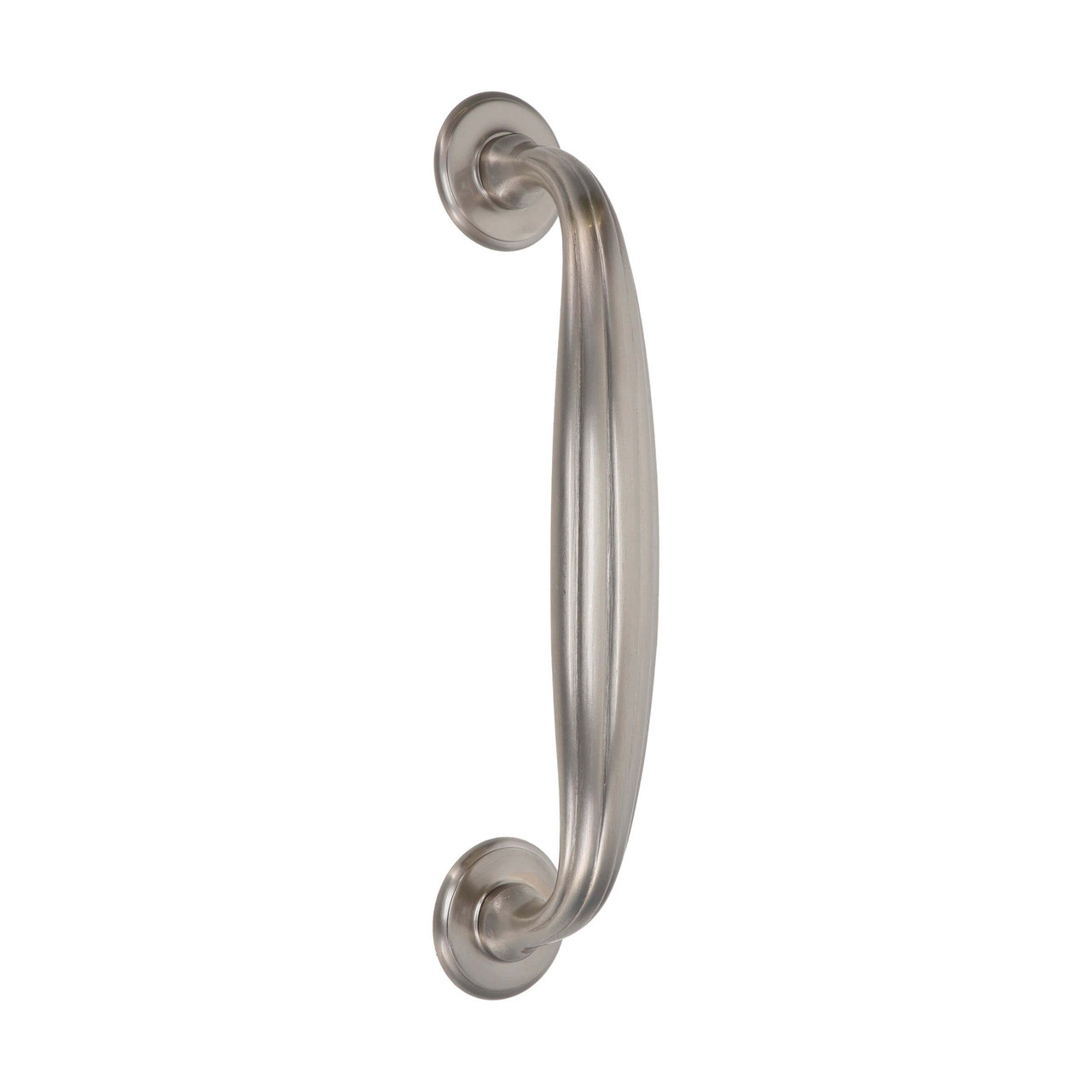 Domino Art Deco Pull Handle | Rose Plates | Satin Nickel