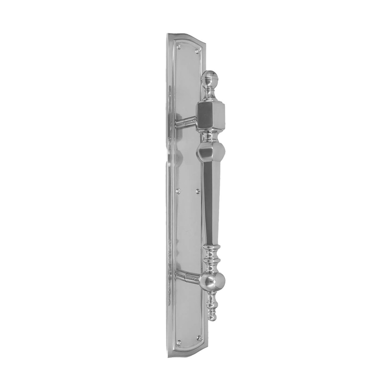 Domino Traditional Finial Pull Handle | Arched Bevelled Plate | Chrome