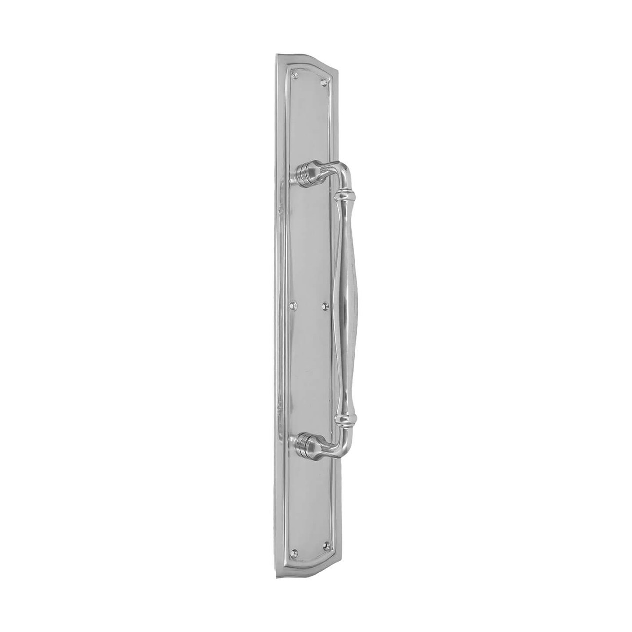 Domino Farmhouse Pull Handle | Arched Bevelled Plate | Chrome