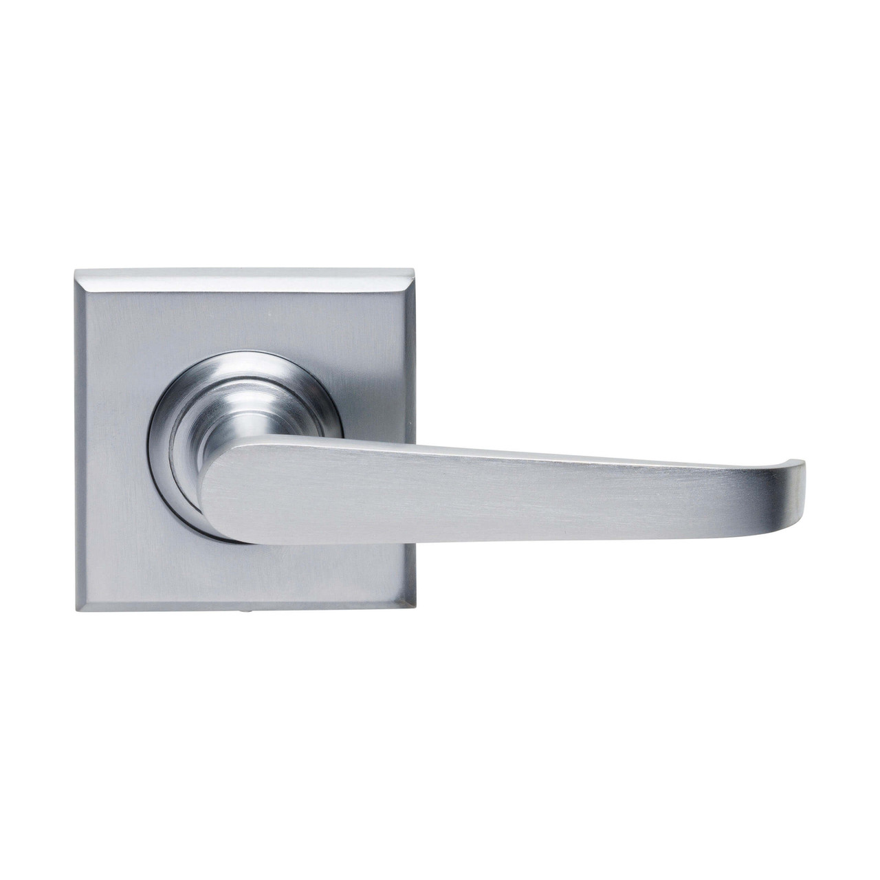 Domino Khan Lever Door Handle | Square Rosette Plate | Satin Chrome