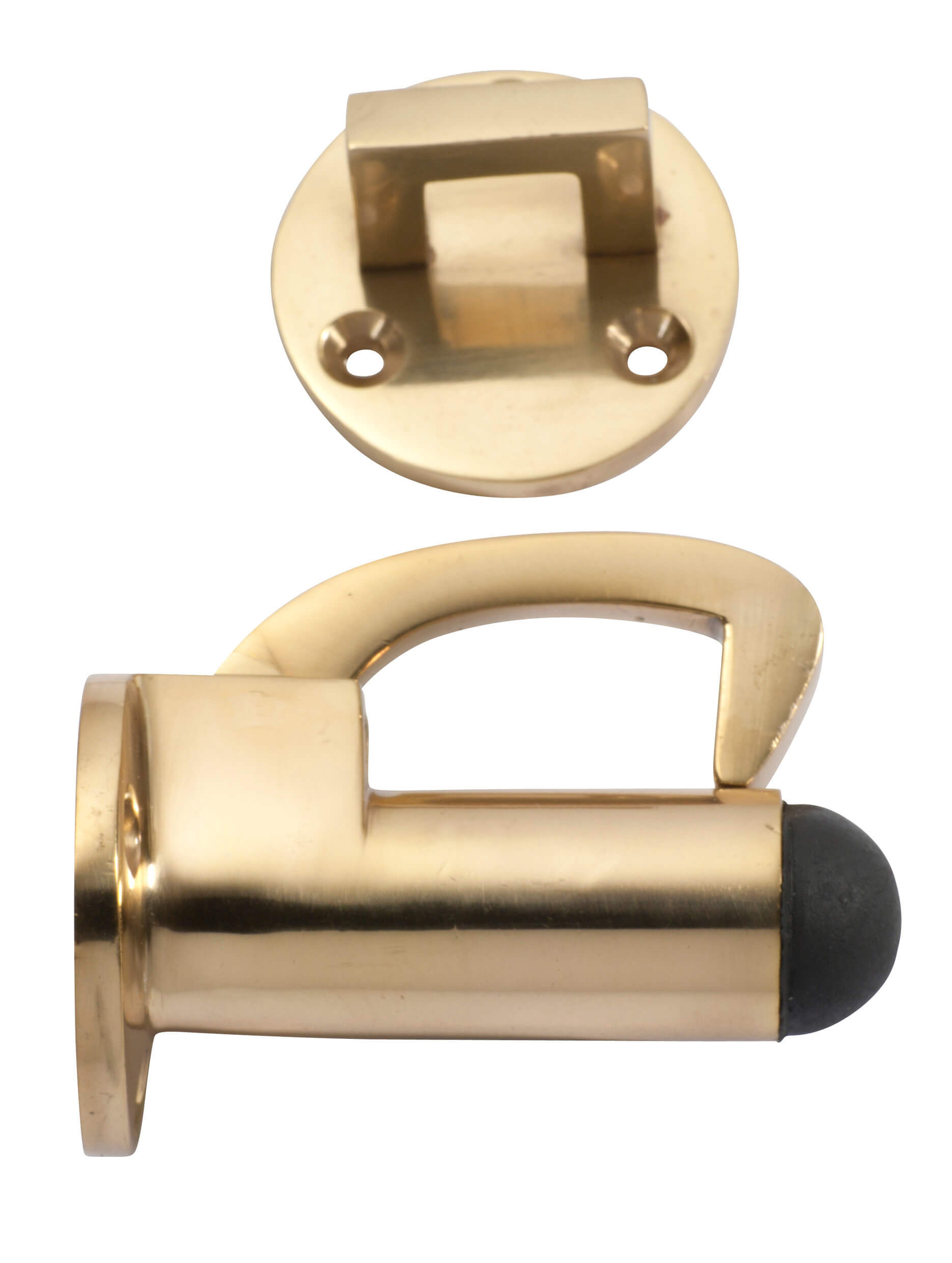 Tradco Hook Wall Mounted Door Stop | 70mm | Polished Brass