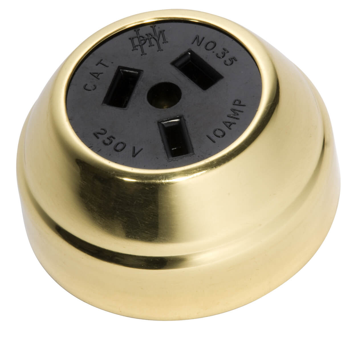 Tradco Federation Black Socket Power Point | 60mm | Polished Brass