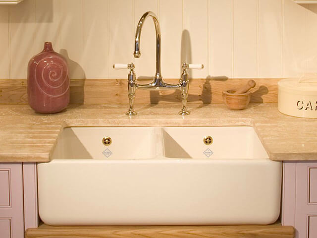 Shaws Classic Double Bowl 800 Butler Sink with Overflow | 795 x 229 x ...