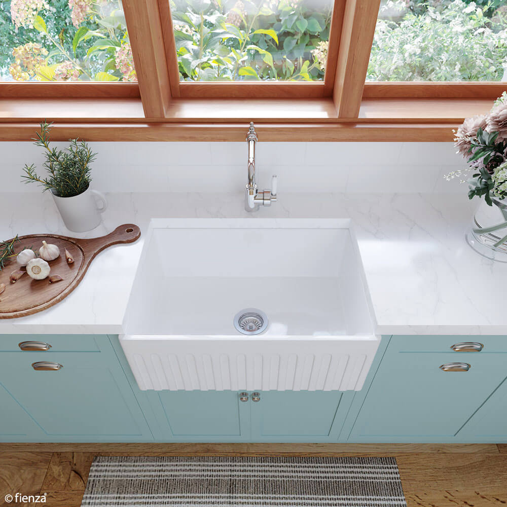 Fienza Charlton Ribbed Butler Sink | 675 x 250 x 475mm | White