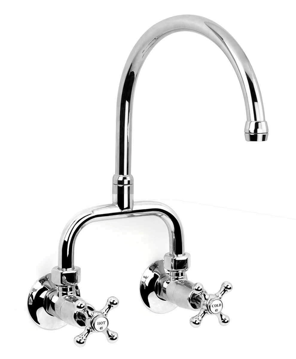 CB Ideal Roulette Gooseneck Wall Mounted Bridging Kitchen Tap | Swivel ...