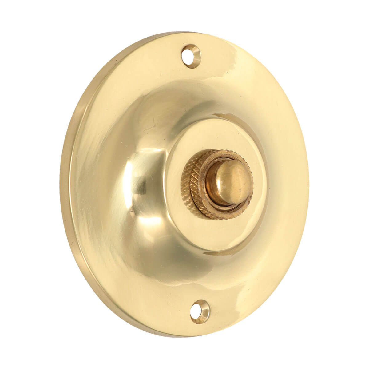 Domino Plain Round Doorbell Button | 85mm | Polished Brass