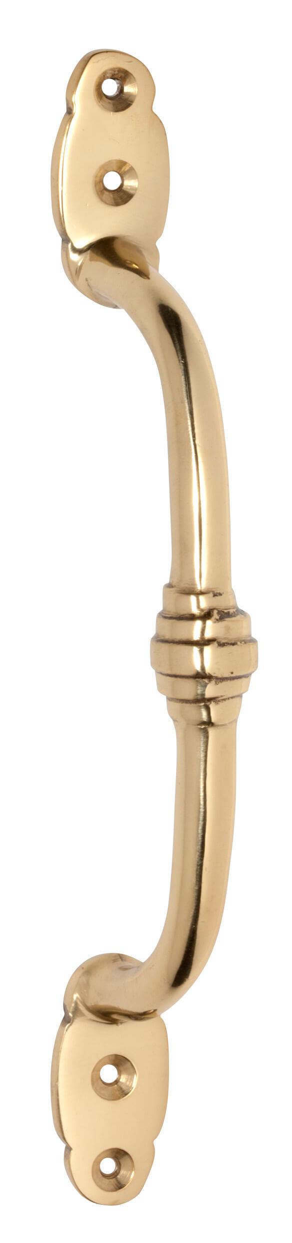 Tradco Victorian Offset Banded Pull Handle | 180mm | Polished Brass