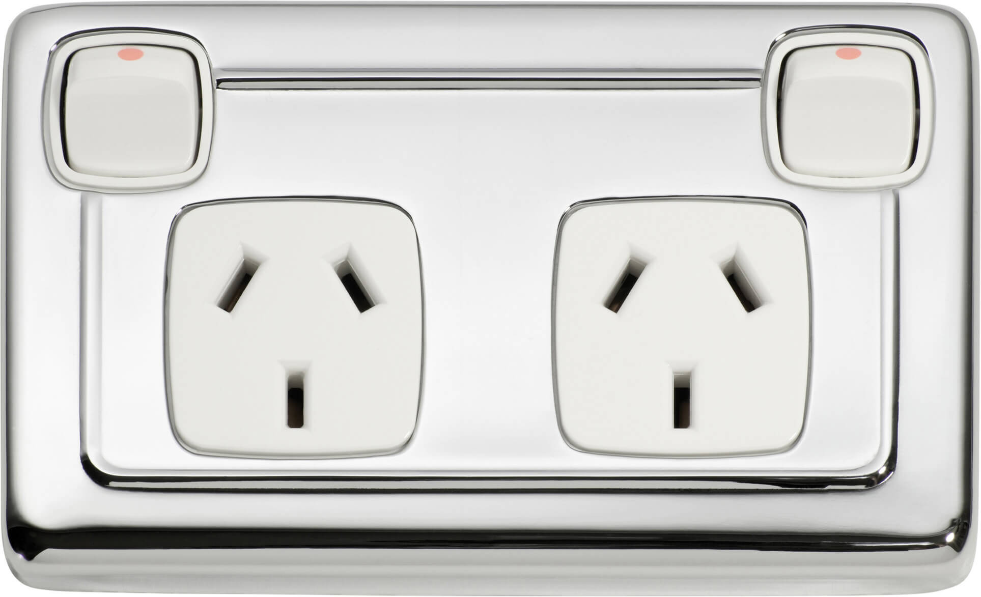 Tradco Rocker Double Power Point | Chrome