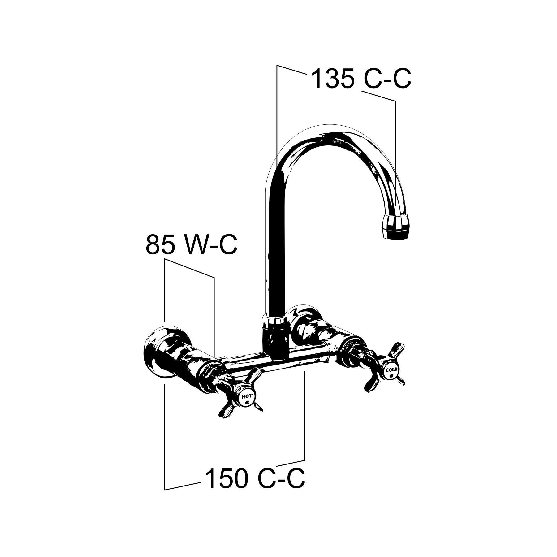 CB Ideal Heritage Wall Mounted Exposed Straight Breech Basin Tap ...