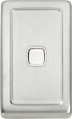 Tradco 1 Gang Rocker Light Switch | 115 x 72mm | Satin Chrome