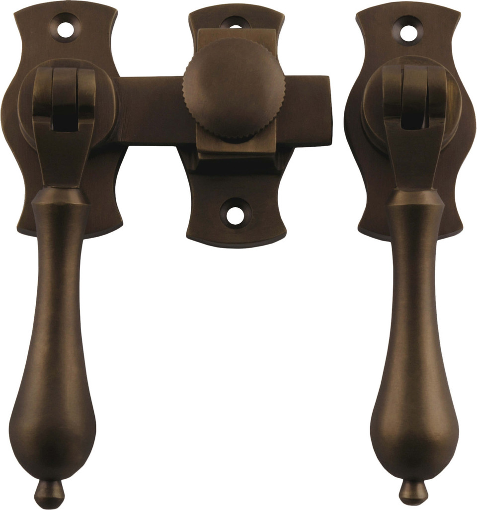 Tradco Teardrop French Door Fastener | Antique Brass