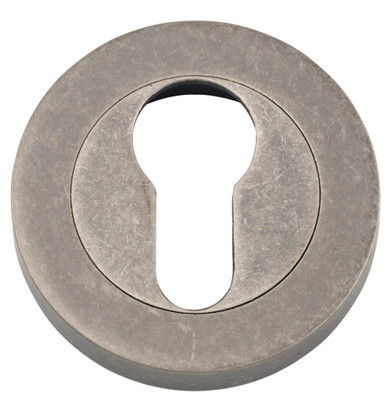 Iver Round Euro Cylinder Escutcheon | 52mm | Distressed Nickel (Pair)