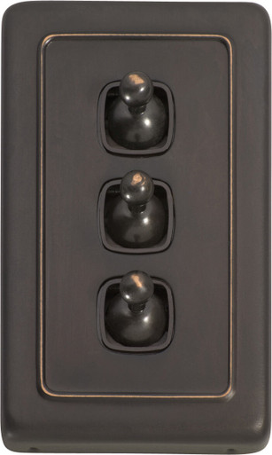 Tradco 3 Gang Toggle Light Switch | 115 x 72mm | Antique Copper