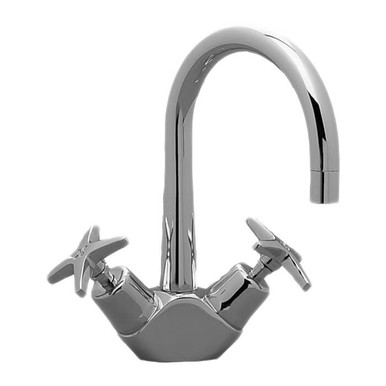 CB Ideal Seaview Gooseneck Twinner Basin Mixer Tap | Swivel Spout