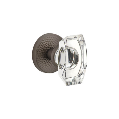 Viaggio Stella Crystal Door Knob - Circolo Hammered Rosette - 64mm - Titanium Grey - Restoration ...