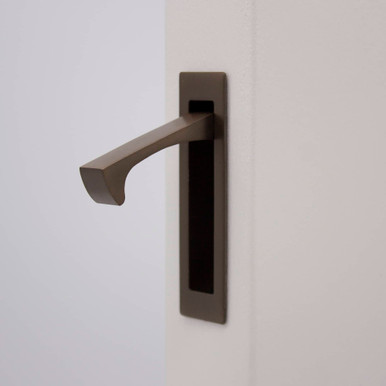 Manovella Concealed Sliding Door Edge Pull | Aged Brass