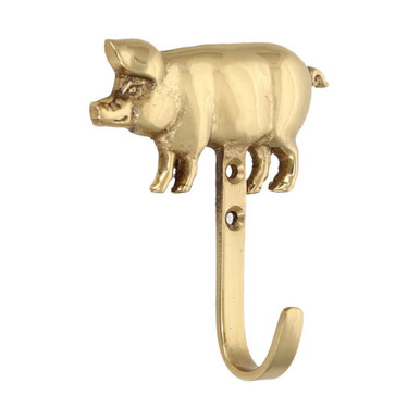 Domino Pig Robe Hook | 83 x 28mm | Polished Brass