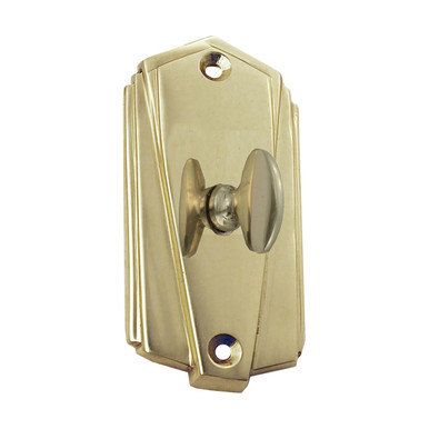 Domino Art Deco Manual Doorbell Key | 78mm | Polished Brass