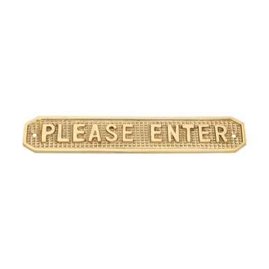 Domino 'Please Enter' Sign | 185 x 40mm | Polished Brass