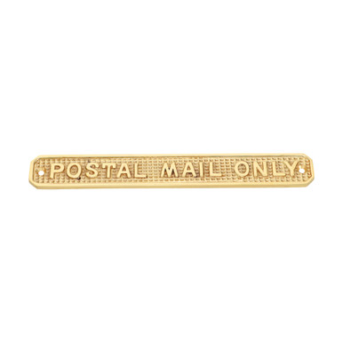 Domino 'Postal Mail Only' Sign | 190 x 30mm | Polished Brass