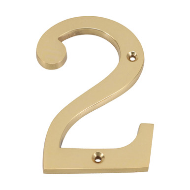 Domino '2' House Number | 75mm | Polished Brass
