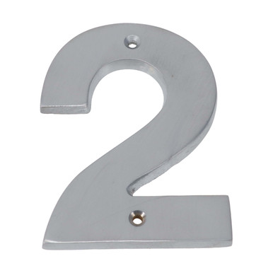 Domino Classic '2' House Number | Satin Chrome