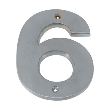 Domino Classic '6' House Number | Satin Chrome