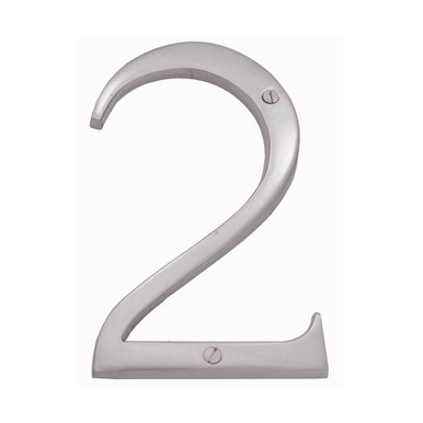 Domino Retro '2' House Number | Satin Nickel