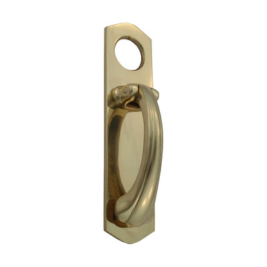 Domino Art Deco Door Knocker | Cylinder Hole | 195 x 50mm | Polished Brass