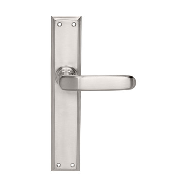Domino Apex Lever Door Handle | Double Bevelled Plate | Satin Nickel