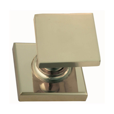 Domino Bruin Offset Door Knob | Square Rosette | 56 x 56mm | Polished Brass