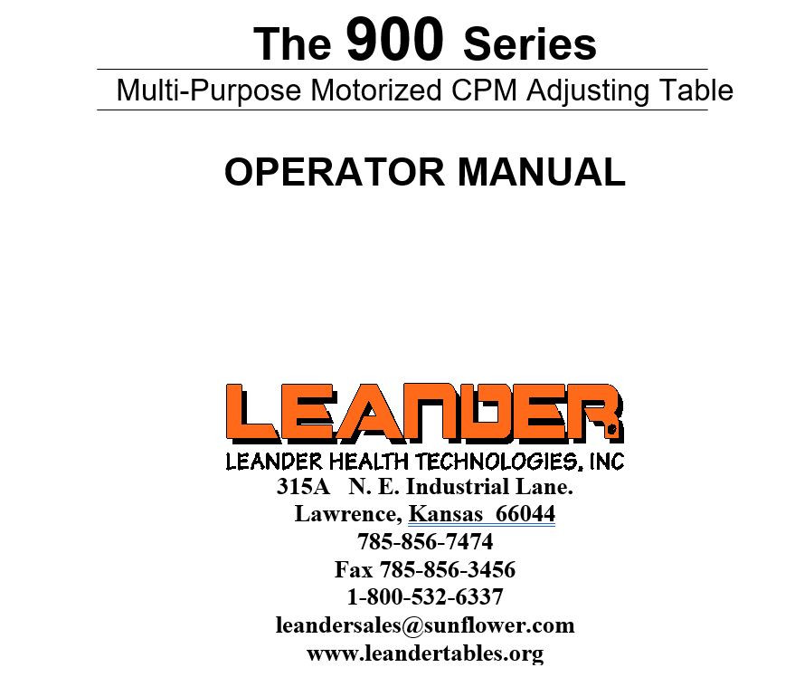 Leander 900 Series Operator Manual