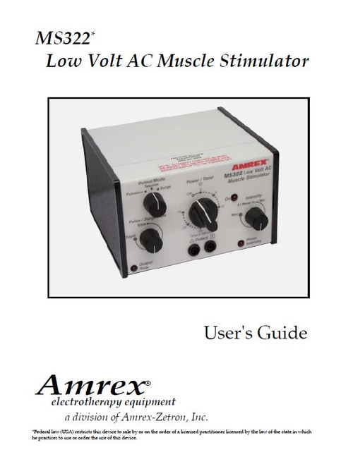 Amrex MS322 Low Volt AC Muscle Stimulator User Manual