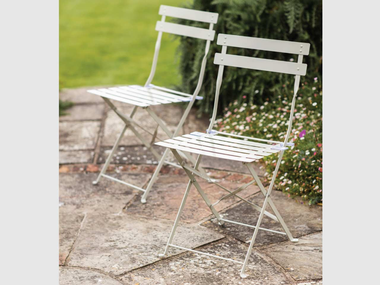 2 Pack of Foldable Steel Bistro Chairs - Clay Colour
