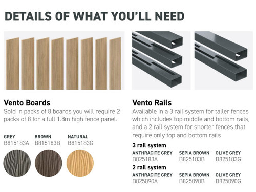 Durapost 'Vento' 1.8m Slatted Board (8 Pack) - Garden Fencing