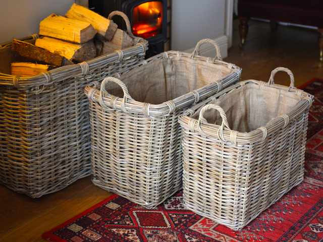 Wicker Baskets - Giant Wicker Log Basket For Log Storage