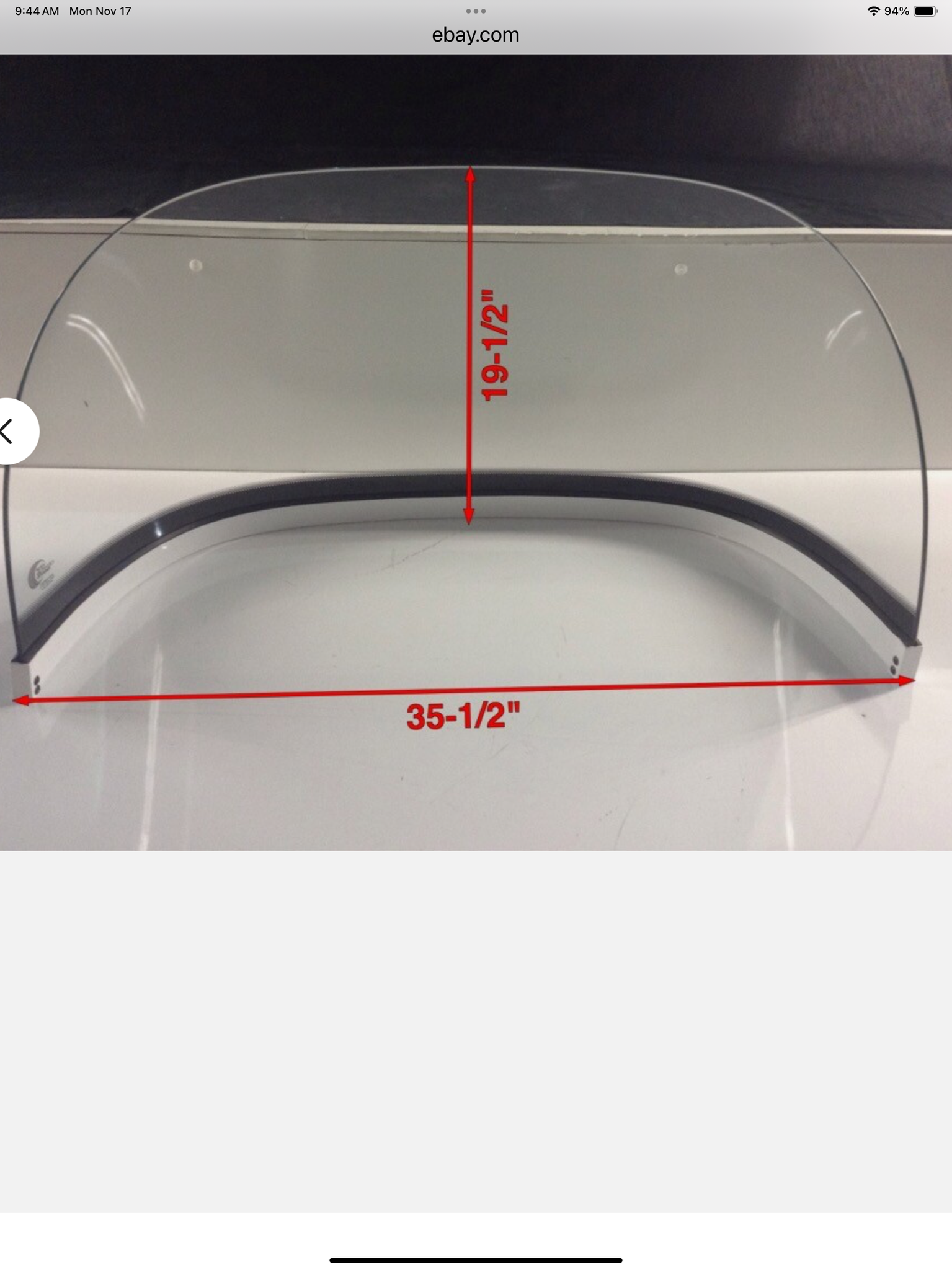 Sea Pro Windshield 35-1/2"W x 19-1/2"H 14-1/2" D - Sea Pro Boat Parts